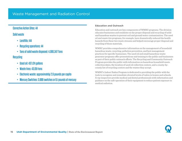 Utah DEQ State of the Environment 2015 | PPT
