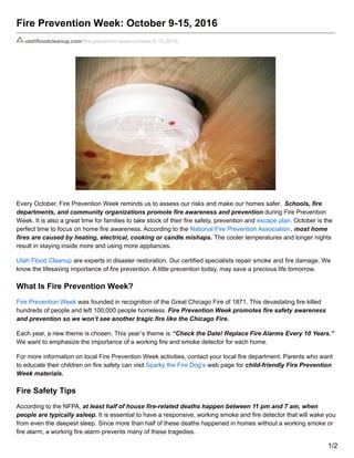 Fire Prevention Week: October 9-15, 2016 | PDF
