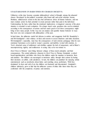 Utalitarianism in hard times by charles dicken | DOCX