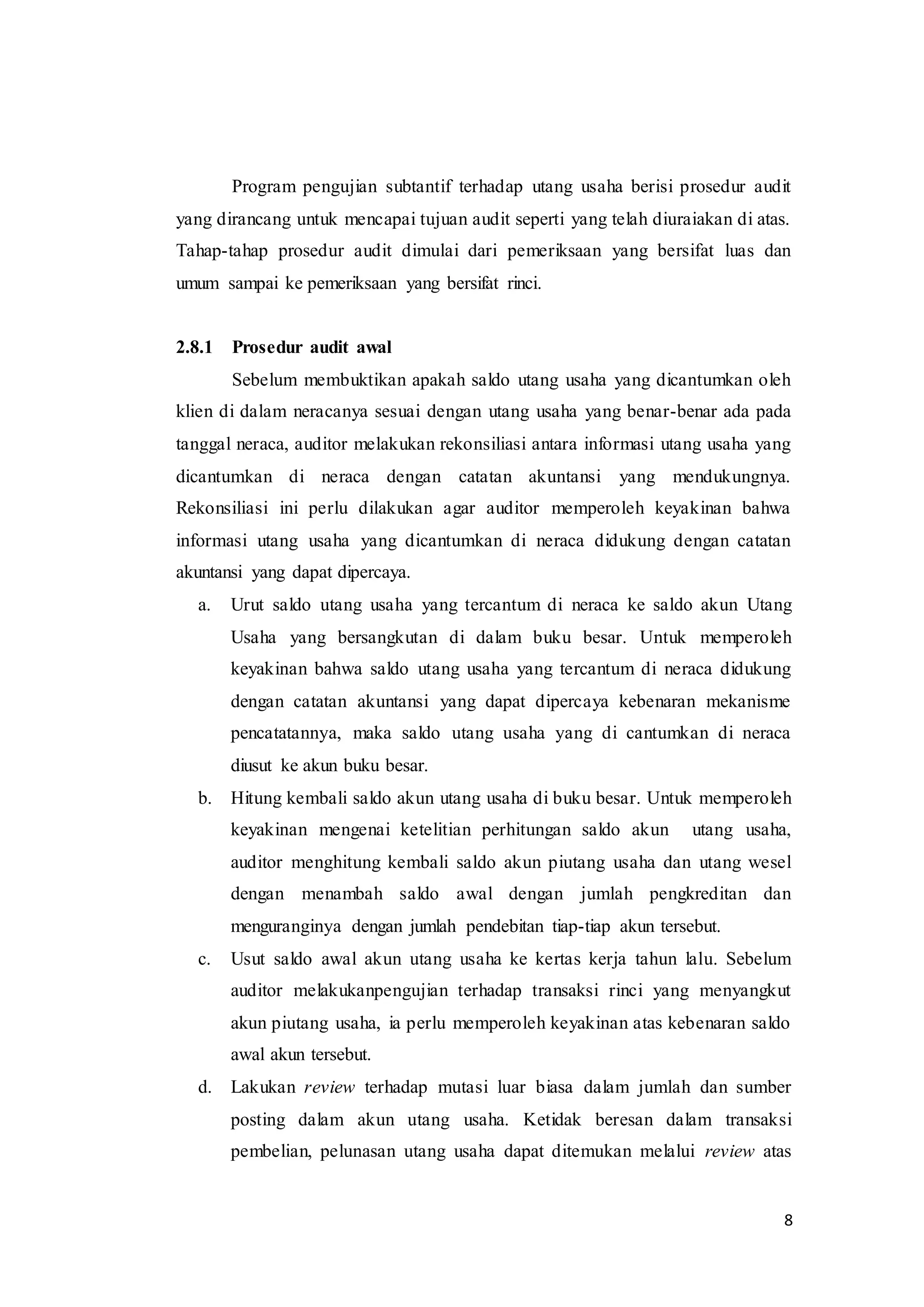 Audit Terhadap Siklus Pengeluaran : Pengujian Substantif terhadap Saldo ...