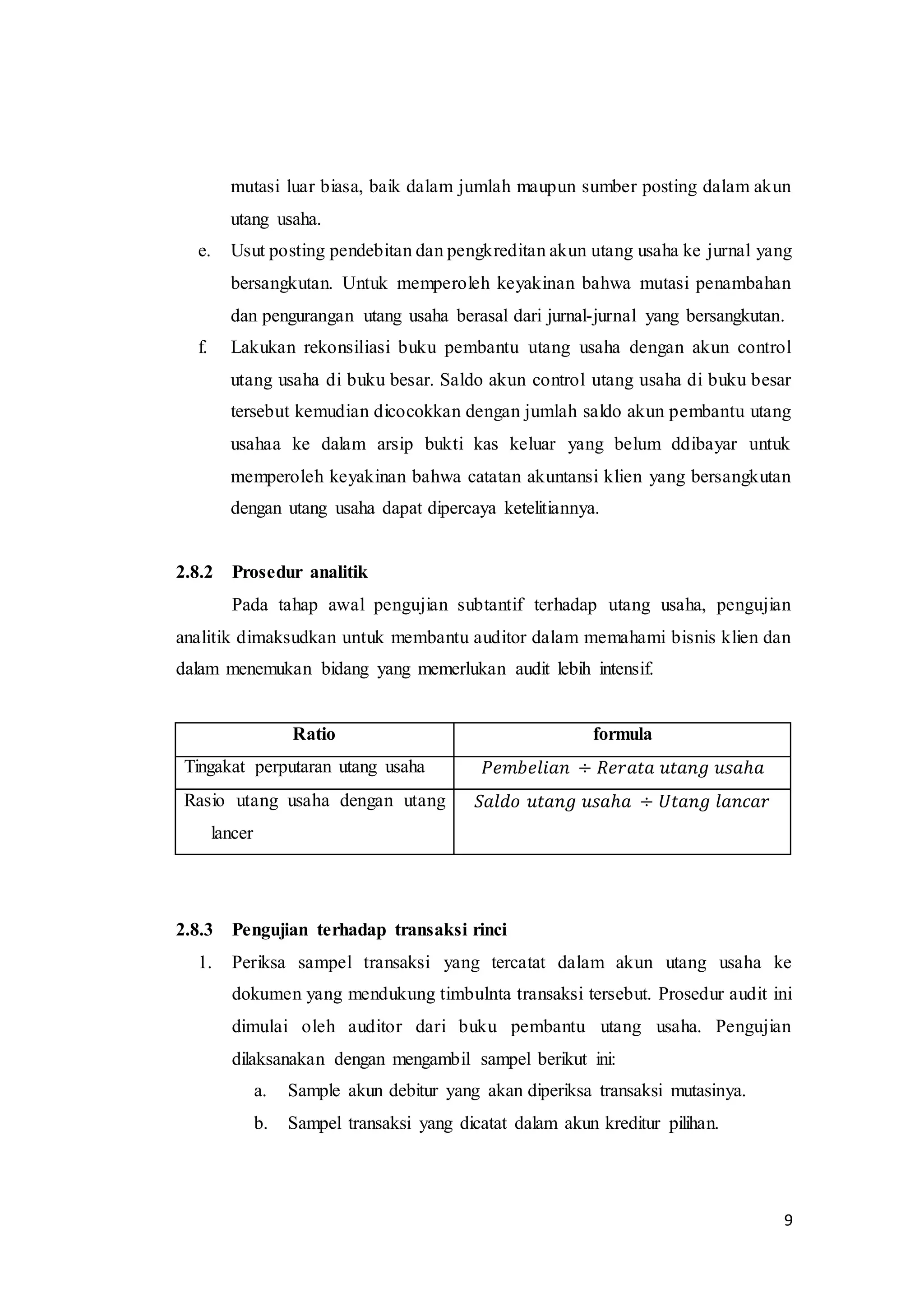 Audit Terhadap Siklus Pengeluaran : Pengujian Substantif terhadap Saldo ...
