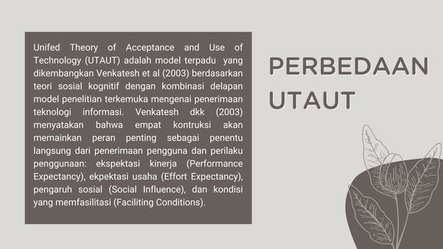 Unifed Theory of Acceptance and Use of Technology (UTAUT) | PDF