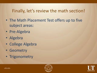 UTB COMPASS Pre Assessment | PPT