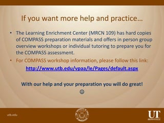 UTB COMPASS Pre Assessment | PPT