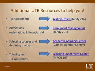 UTB COMPASS Pre Assessment | PPT