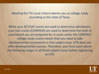 UTB COMPASS Pre Assessment | PPT