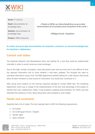 Documentation and Knowledge management: the EasyVista's use case | PDF