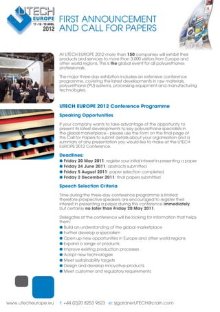 UTECH EUROPE 2012: Call for Papers | PDF