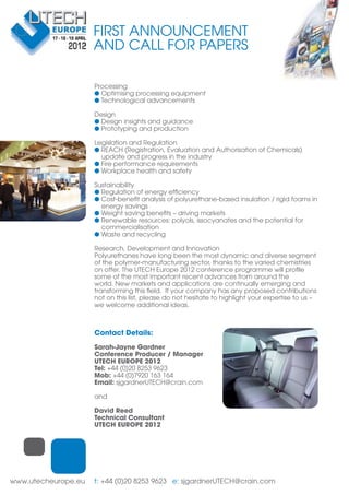 UTECH EUROPE 2012: Call for Papers | PDF