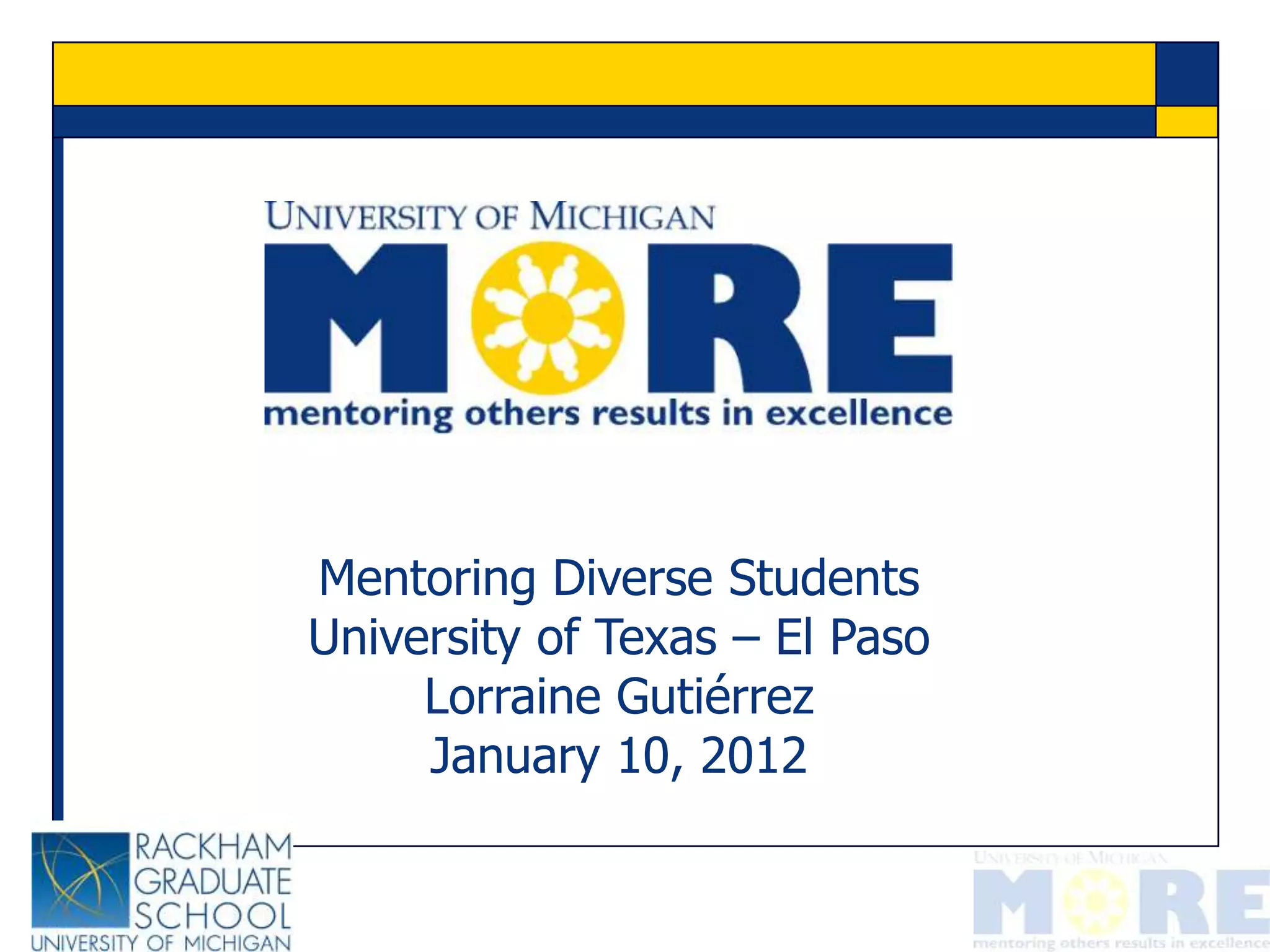 Mentoring Diverse Students, Winter 2012 | PPTX