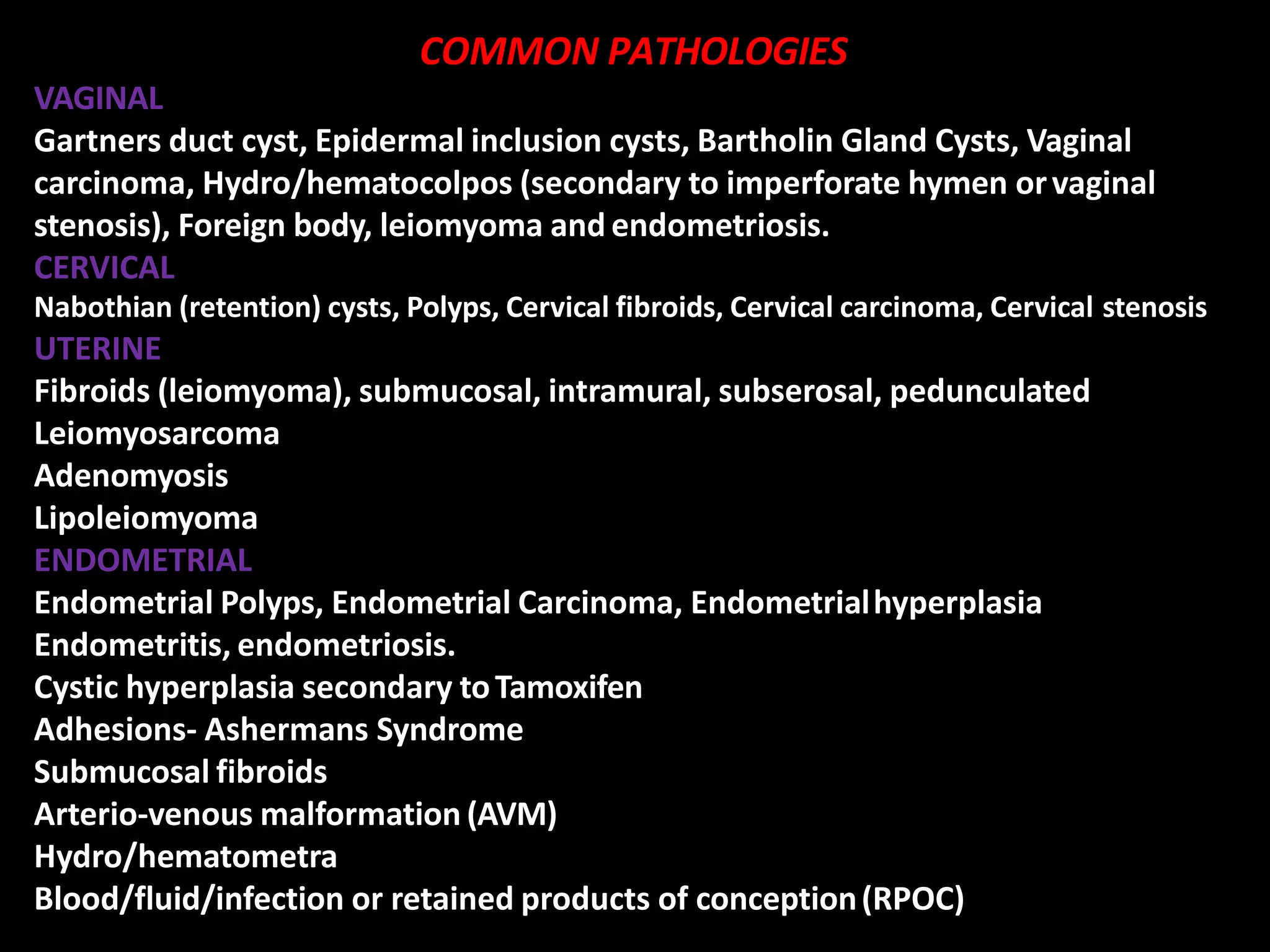 ULTRASOUND EXAMINATION OF Uterine and ovarian pathology by DR ABHIJIT R ...