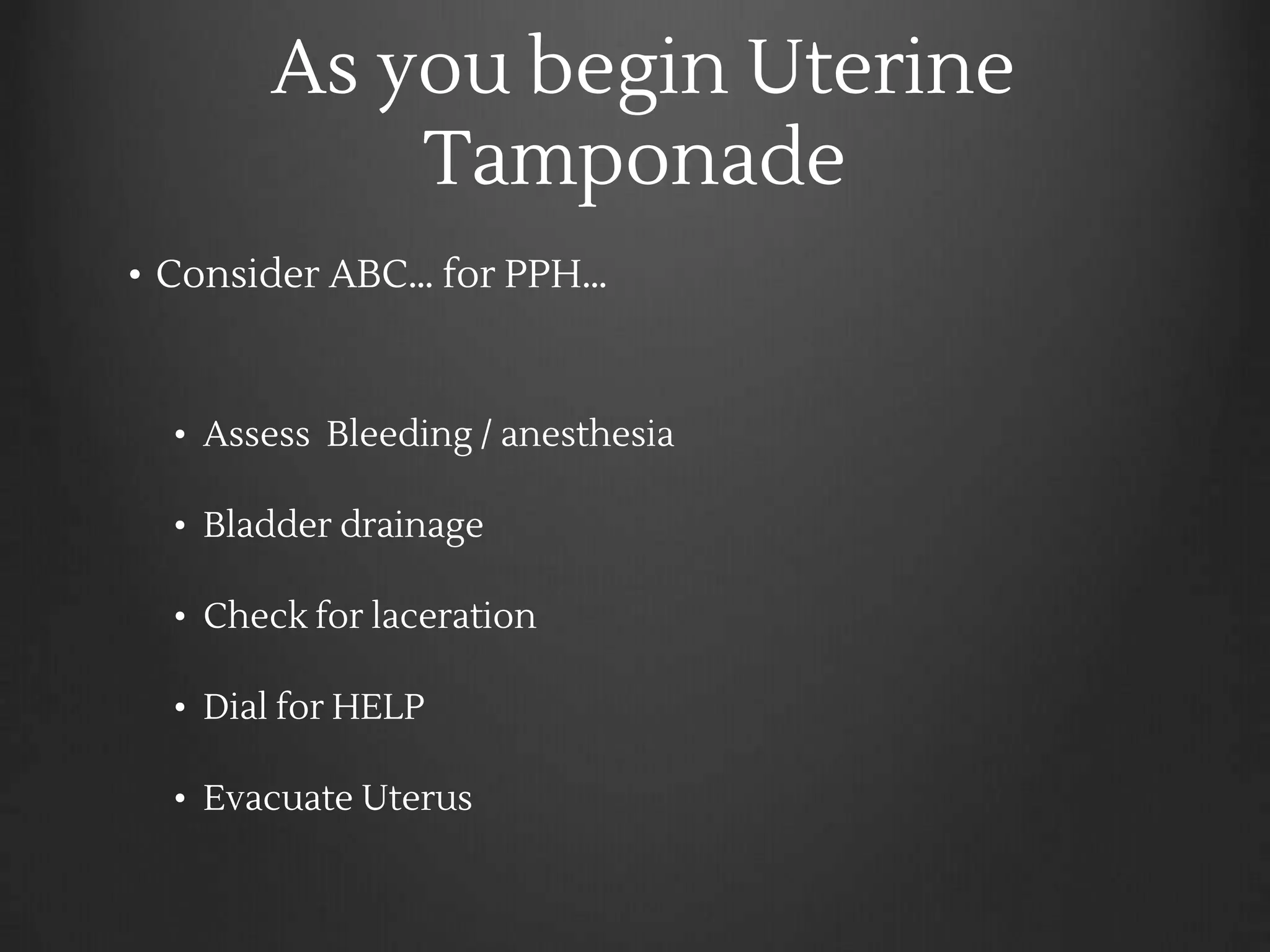 Uterine balloon tamponade in Postpartum Hemorrhage (PPH) | PPT Uterine balloon tamponade in Postpartum Hemorrhage (PPH) | PPT