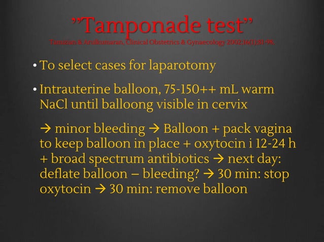 Uterine balloon tamponade in Postpartum Hemorrhage (PPH) | PPTX