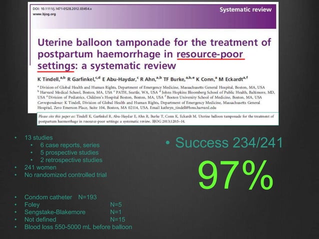 Uterine balloon tamponade in Postpartum Hemorrhage (PPH) | PPTX