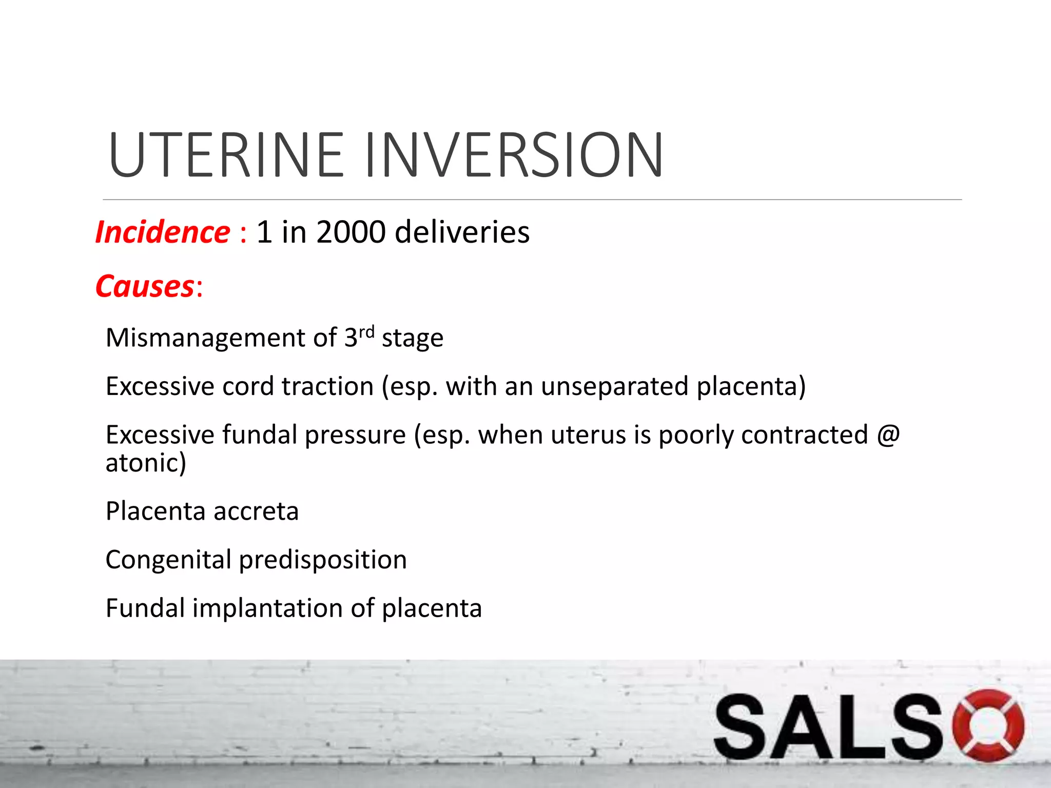 Uterine Inversion 2018 | PPTX