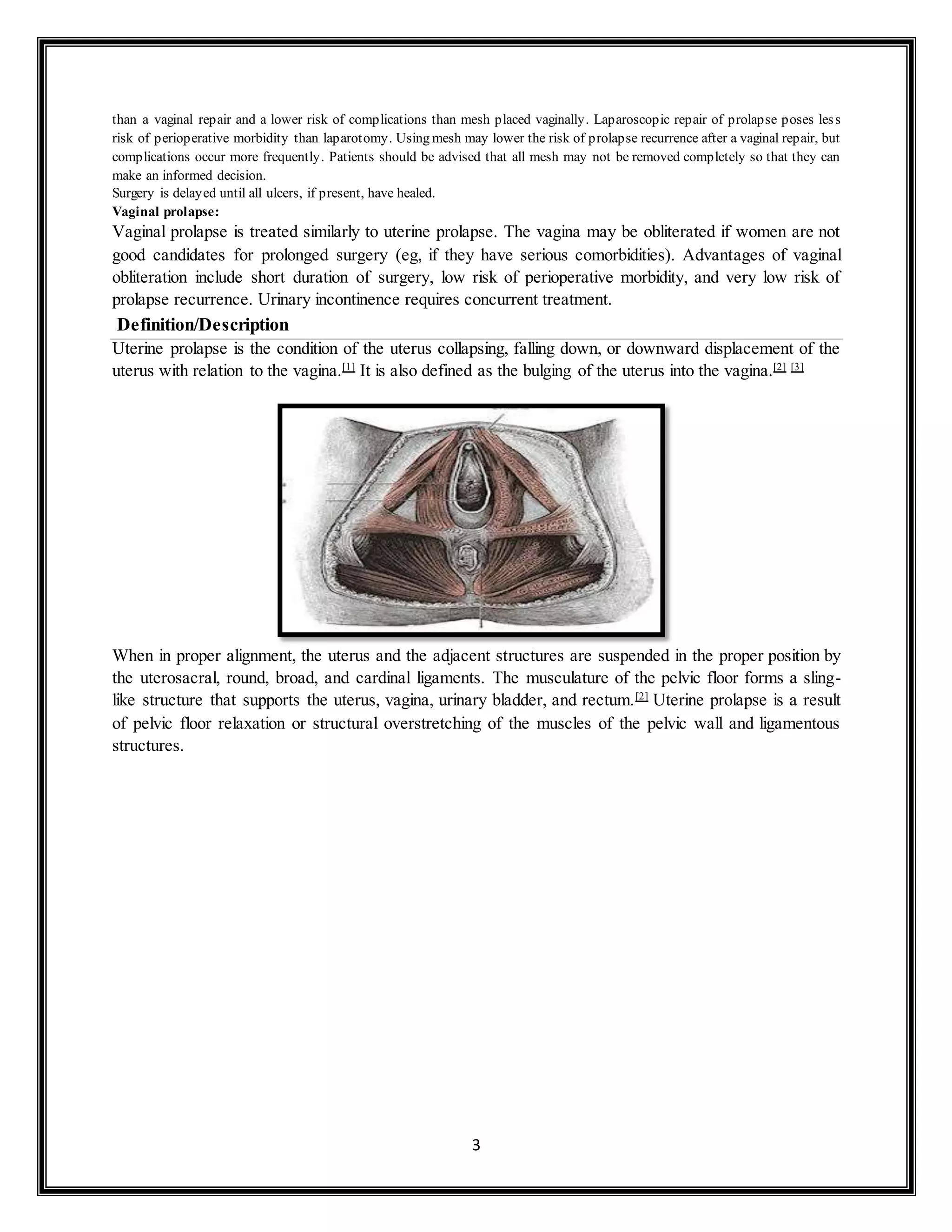 Uterine prolapse Define, Types,test, Treatment in Details in word file ...
