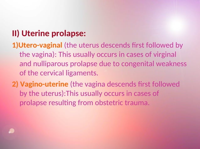 uterine prolapse in displacement final.ppt | Pregnancy | Reproductive ...