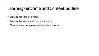 Comprehensive Overview of Uterine Rupture: Causes, Diagnosis, and ...