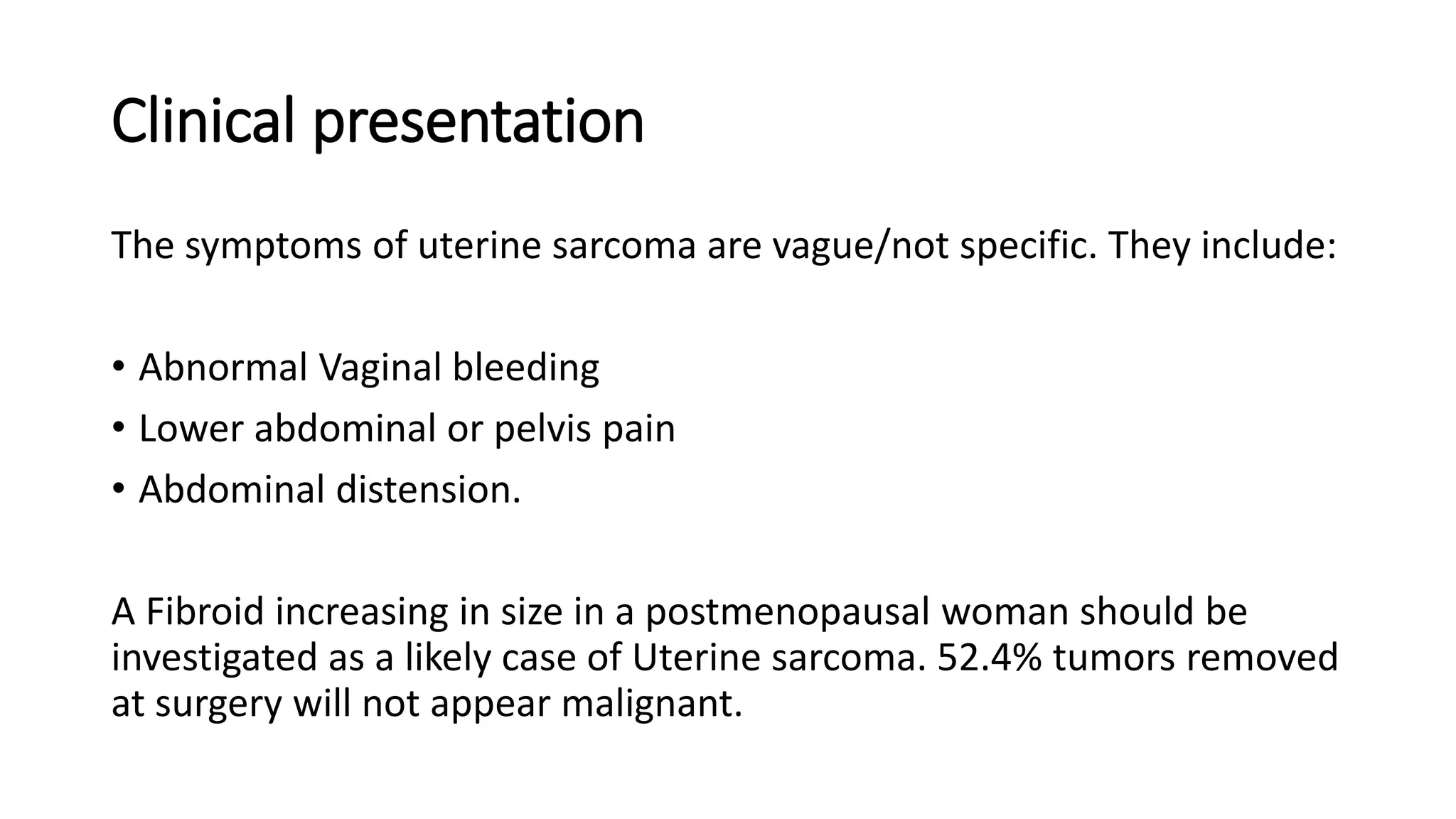 Uterine sarcoma presentation (ibanda and ongala) | PPTX