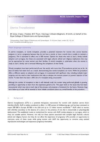 Uterine transplantation bjog | PDF