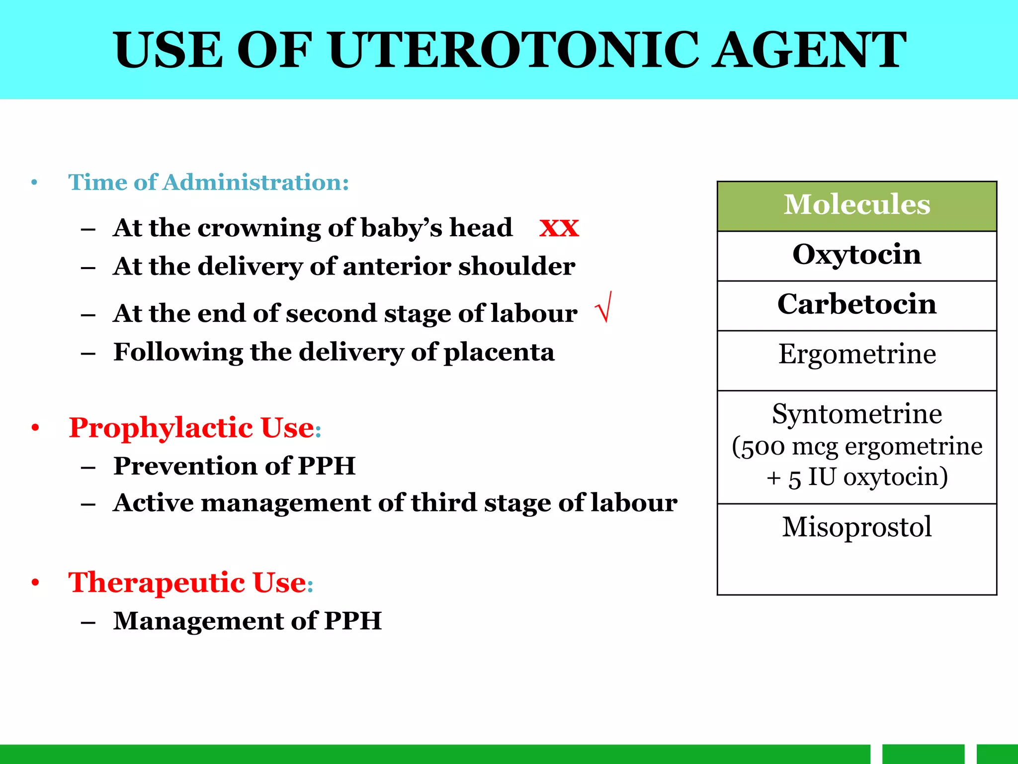 UTEROTONIC Drugs for ATONIC PPH Prevention in India Dr Sharda Jain , Dr ...