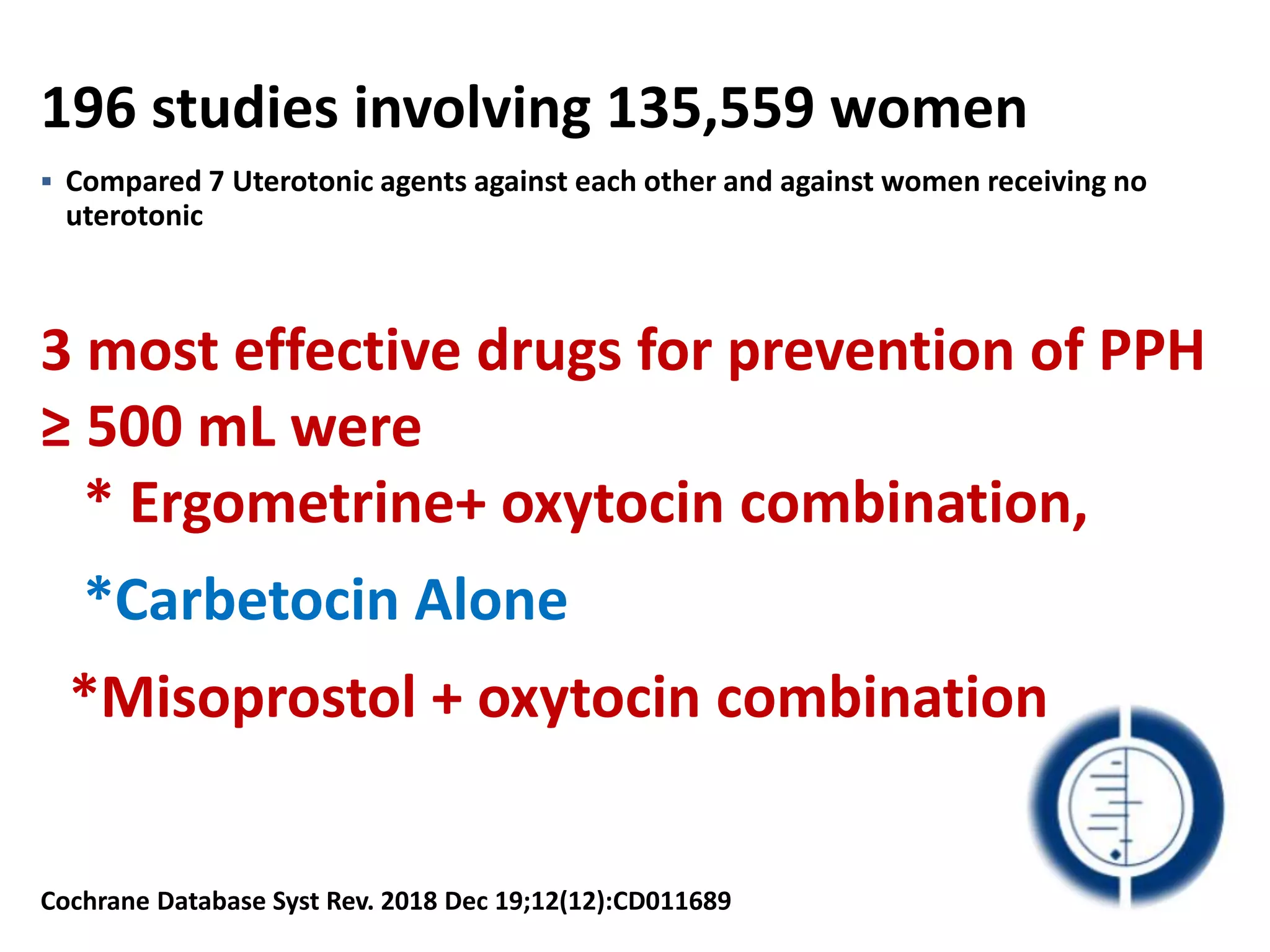 UTEROTONIC Drugs for ATONIC PPH Prevention in India Dr Sharda Jain , Dr ...