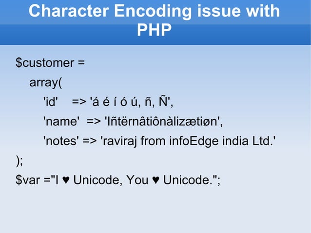 Character Encoding issue with PHP | PPT