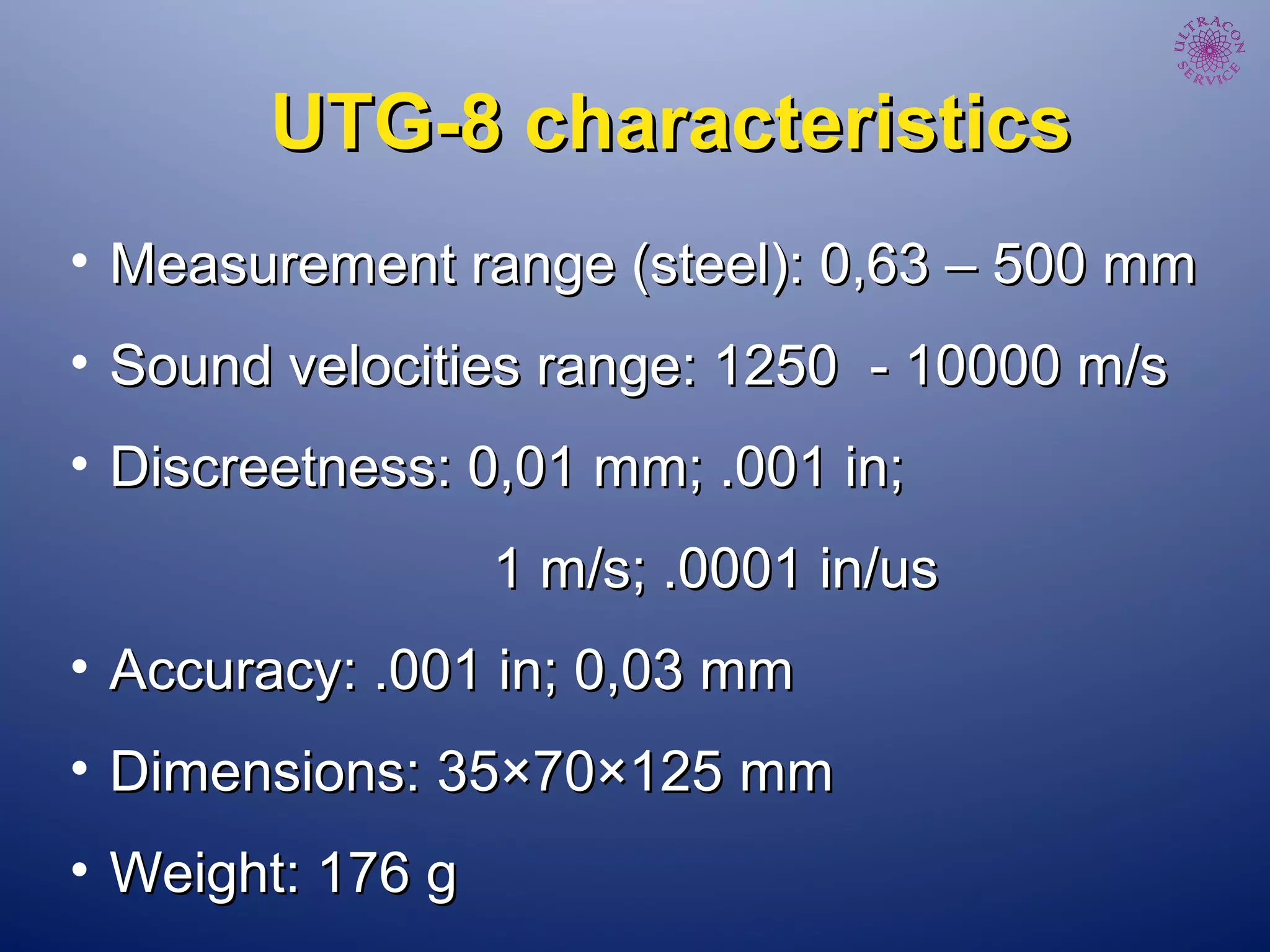 UTG-8 Ultrasonic Thickness Gauge | PPT
