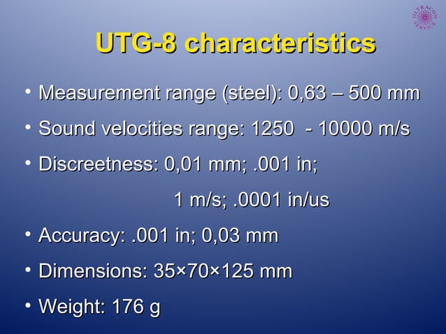 UTG-8 Ultrasonic Thickness Gauge | PPT | Physics | Science