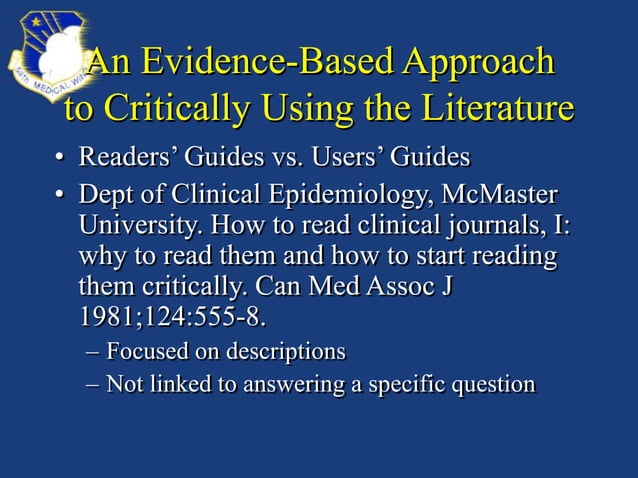 UTHSC Journal Club-Critical Appraisal of an Article onTherapy.ppt ...