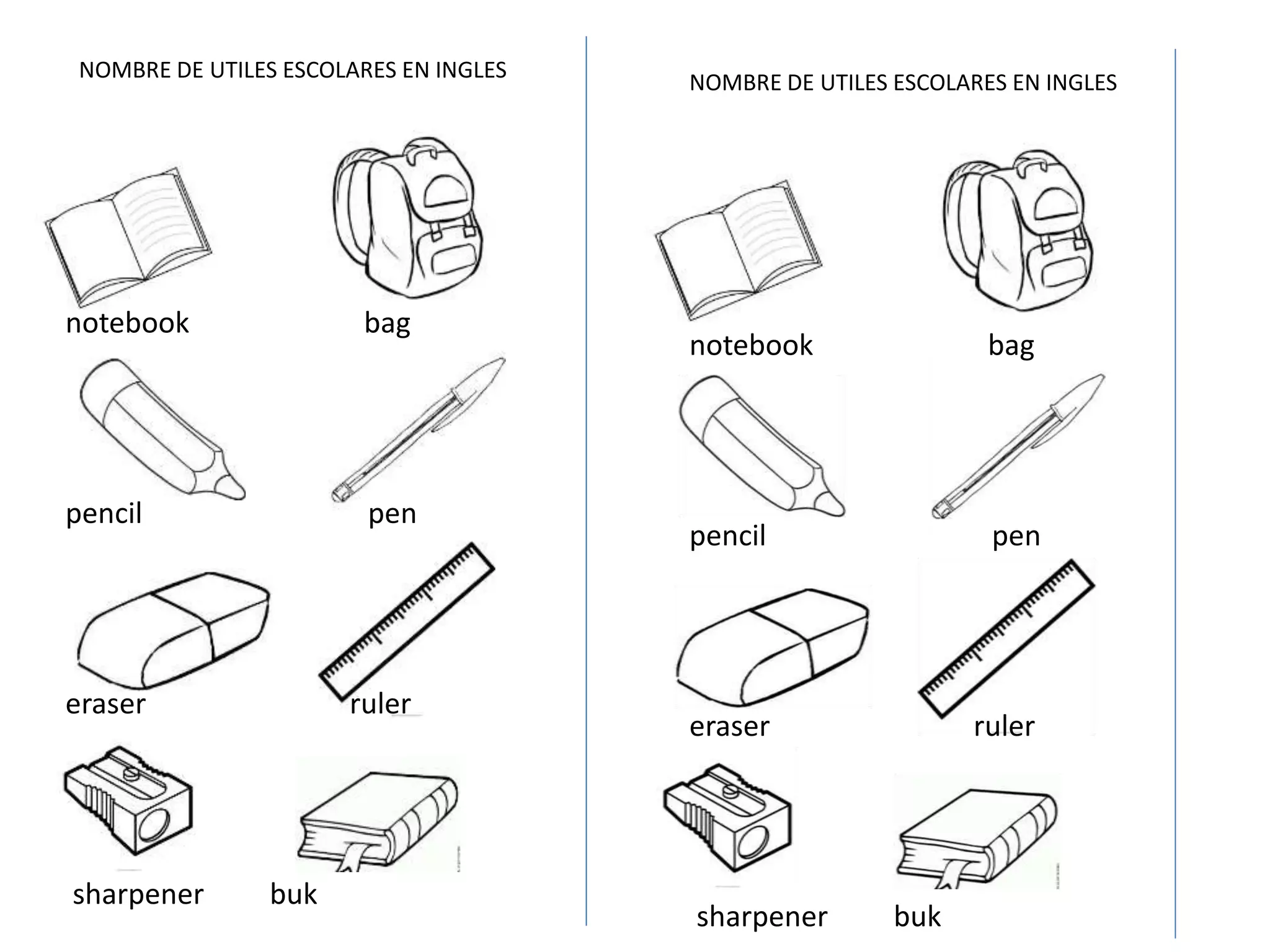 Utiles Escolares En Ingles Ppt