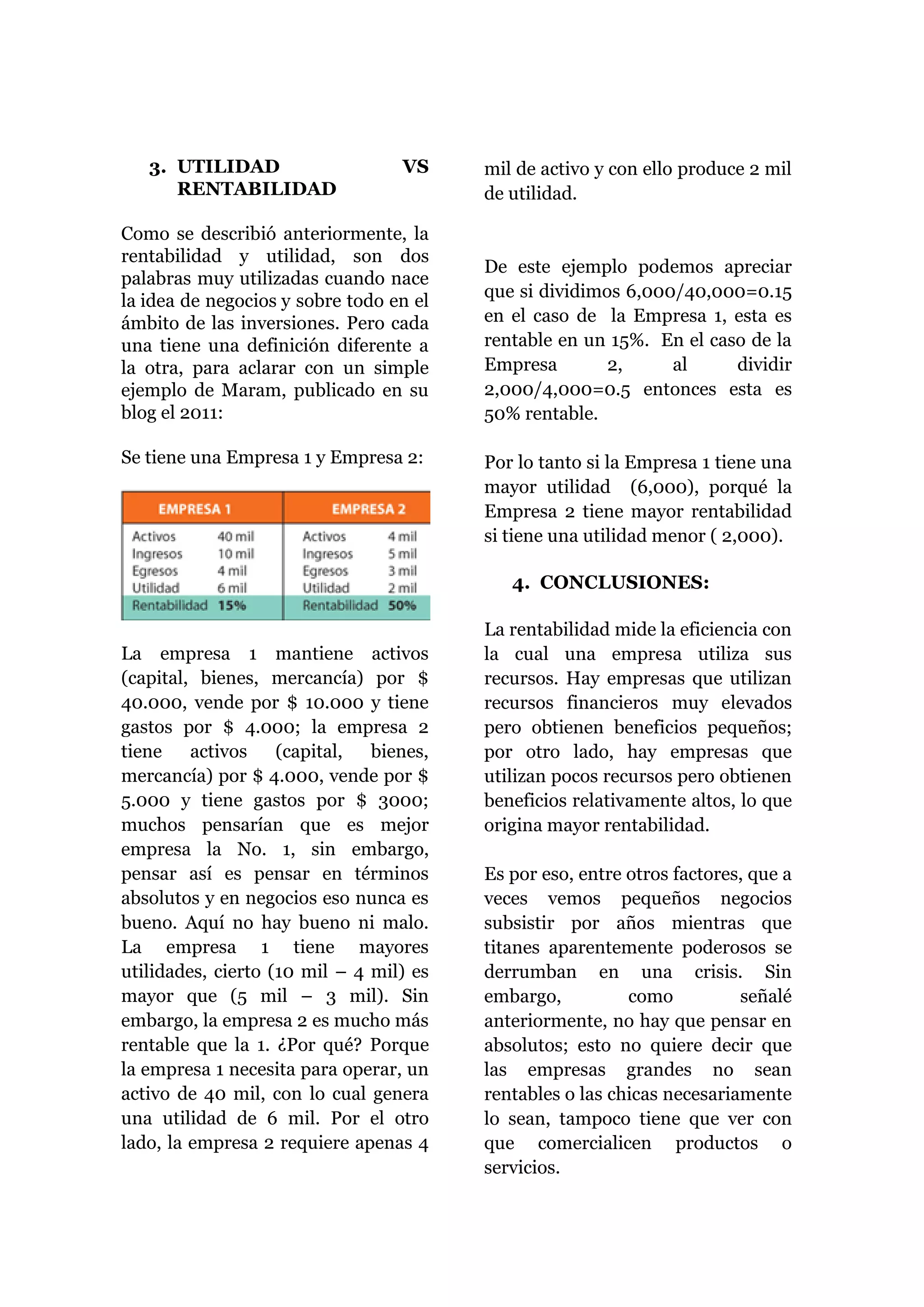 Diferencias entre utilidad y rentabilidad | PDF
