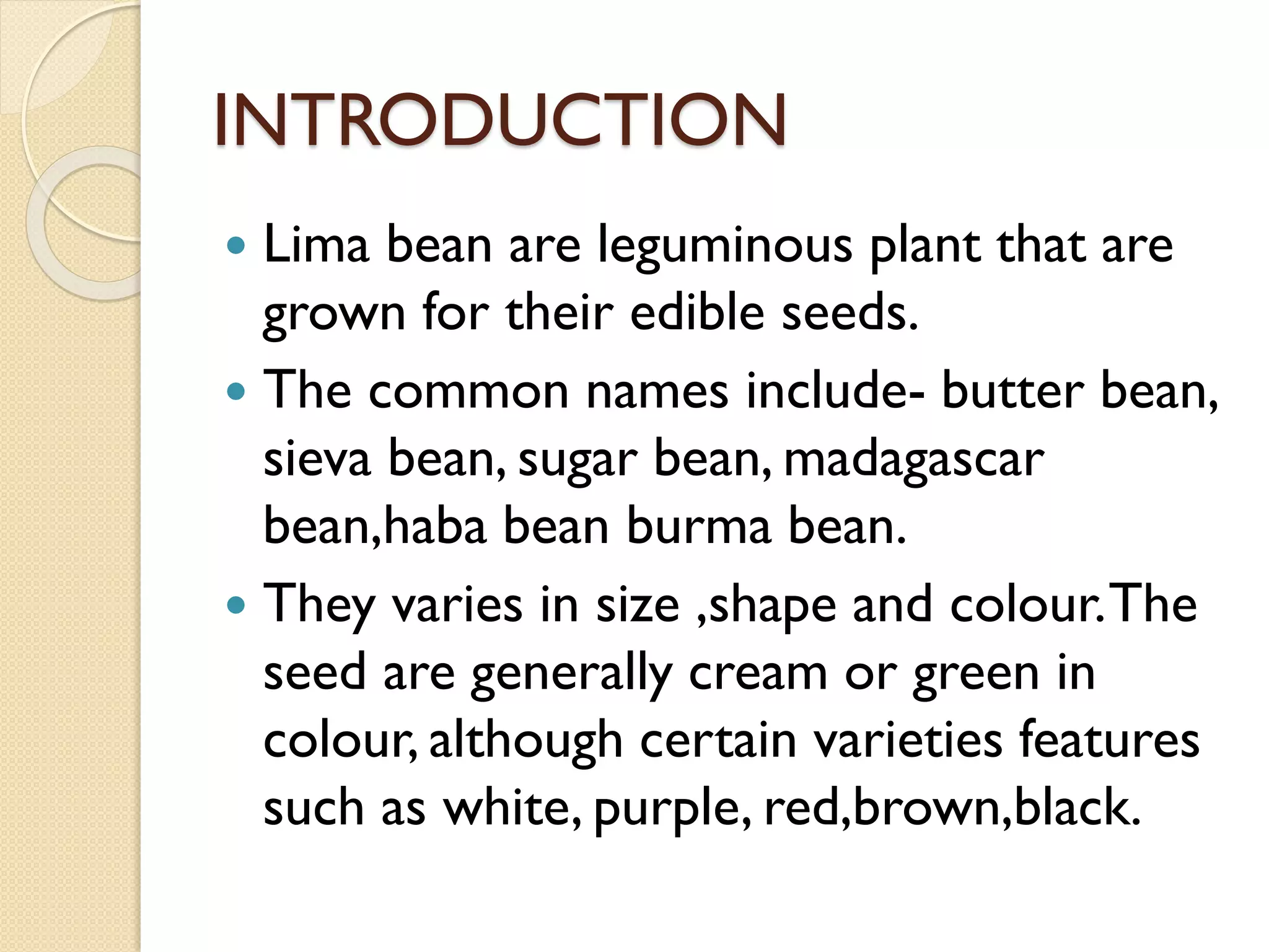 Utilisation of limabeans | PDF