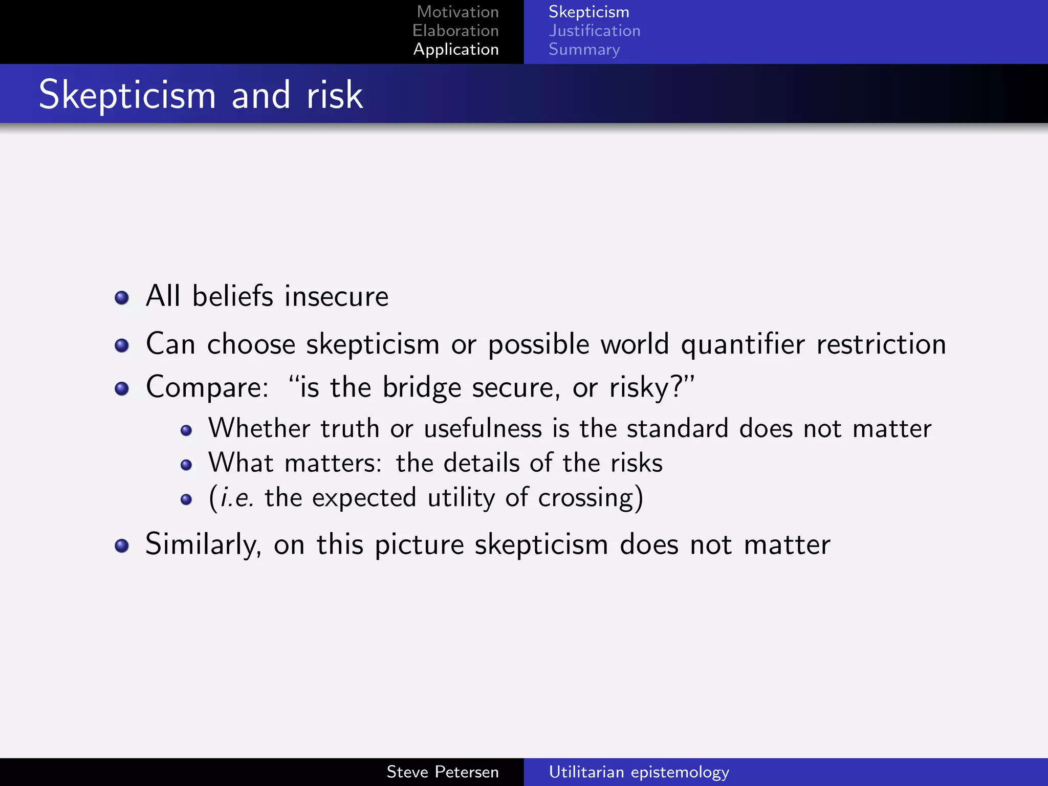 Utilitarian epistemology and the value of knowledge | PPT