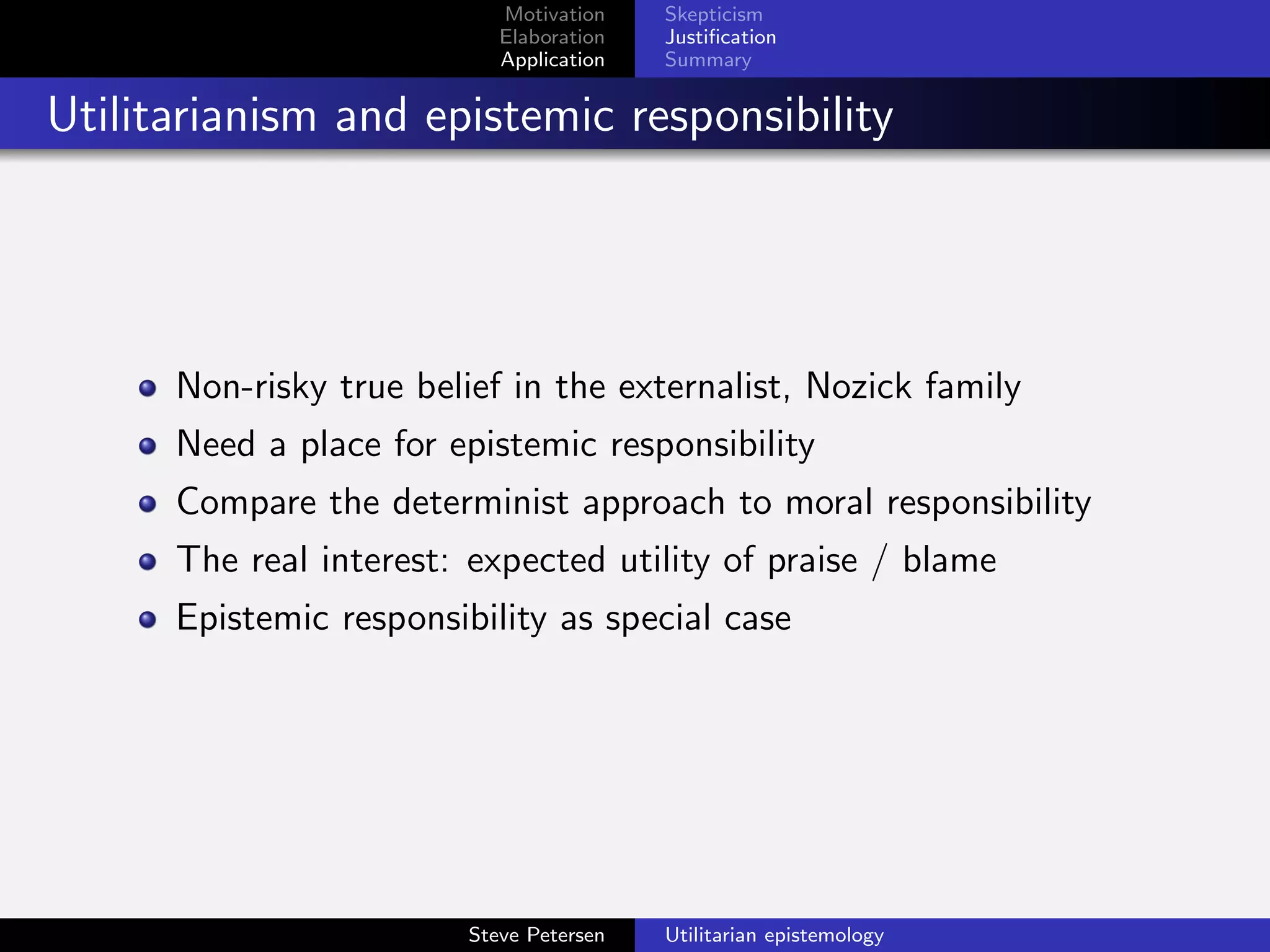 Utilitarian epistemology and the value of knowledge | PPT