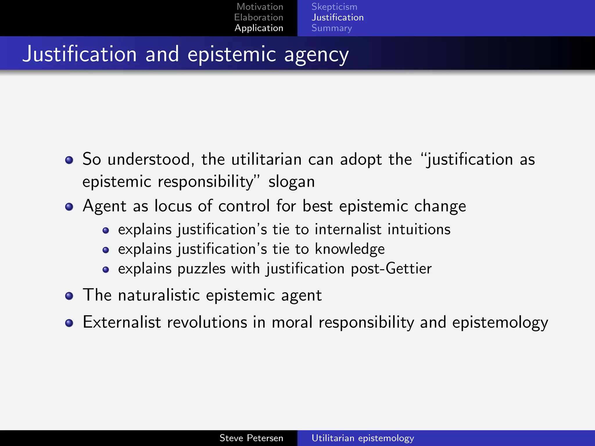 Utilitarian epistemology and the value of knowledge | PPT