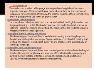 Utilitarian aim and socio cultural aim of teaching English | PPTX