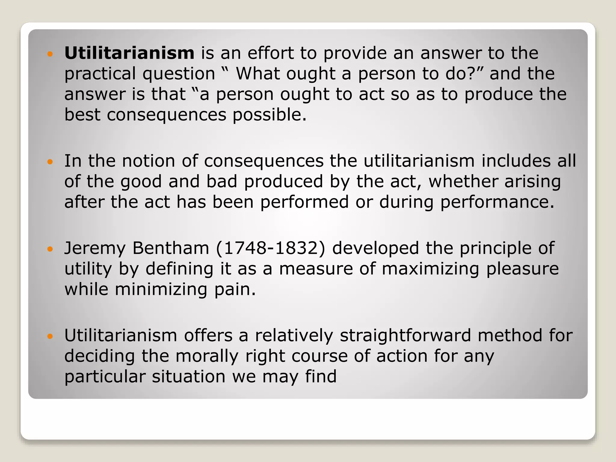 Utilitarian Approach- Business Ethics | PPTX