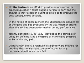 Utilitarian Approach- Business Ethics | PPTX