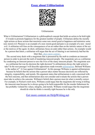 Utilitarian Essays | PDF