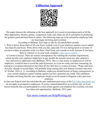 Utilitarian Essays | PDF