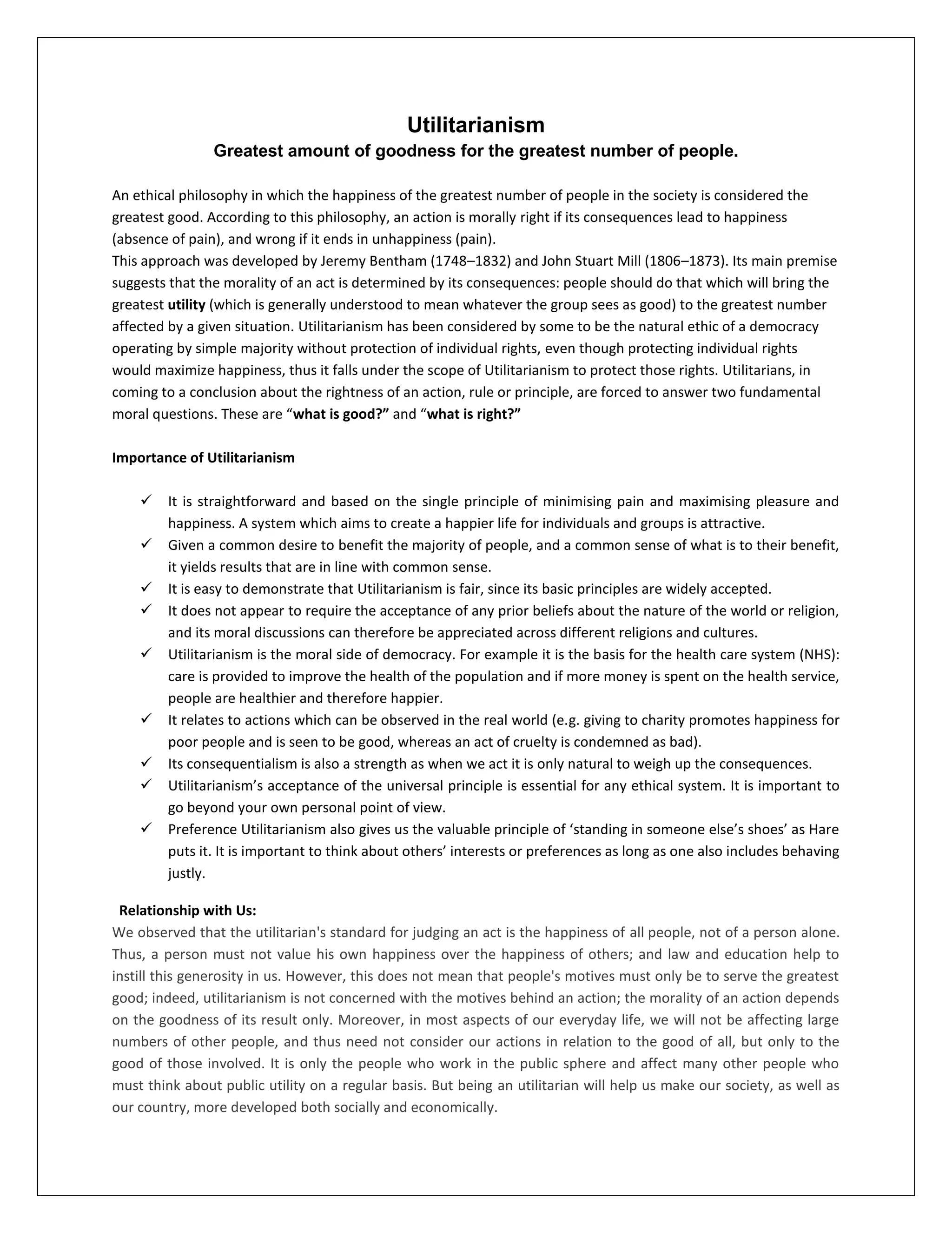 Utilitarianism | PDF