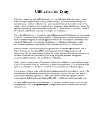Utilitarianism Essay. Cherry Creek High School | PDF