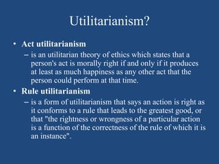 Utiliteriansim chapter 5 lecture | PPT