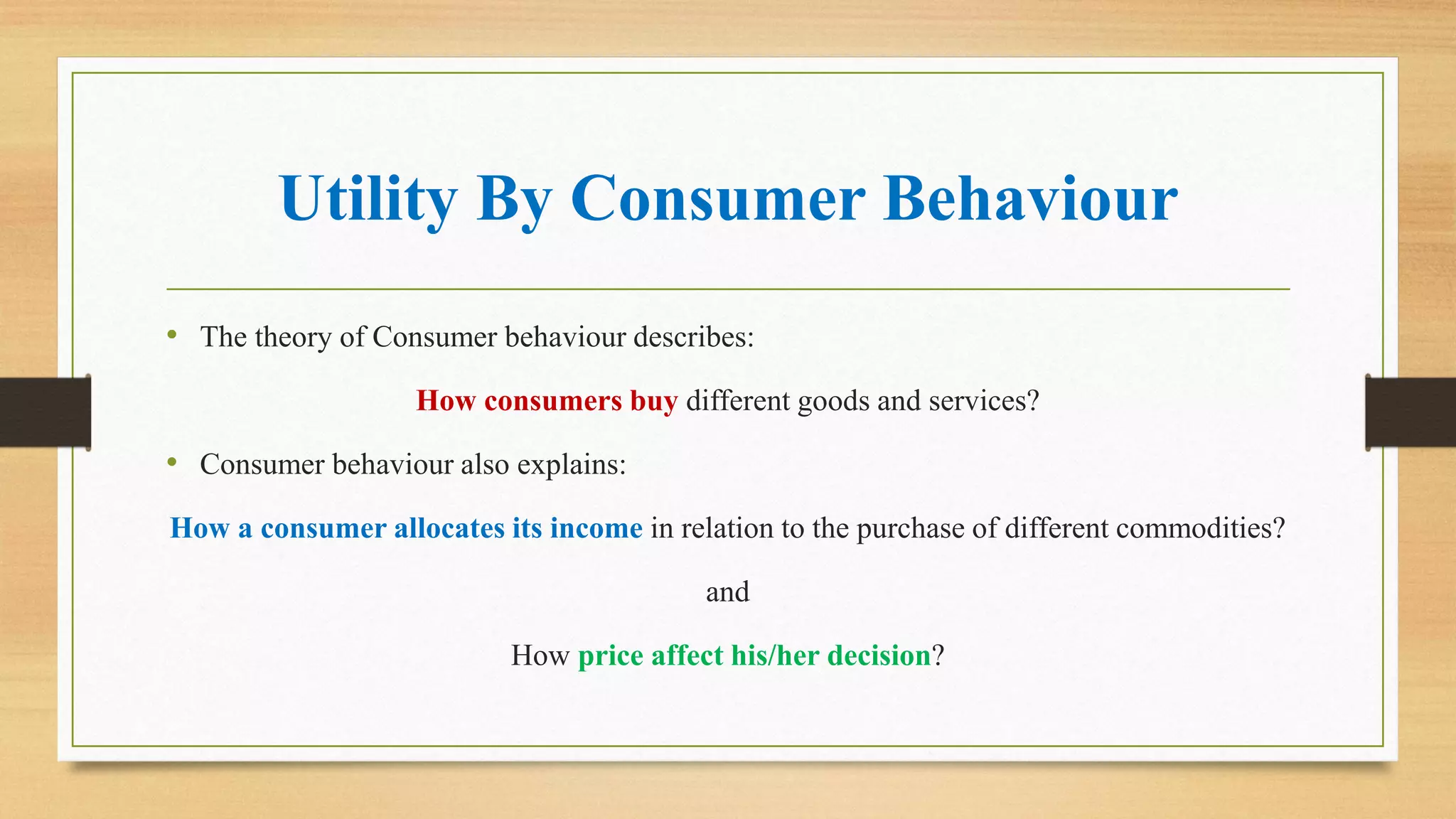 Utility analysis consumer behaviour | PDF