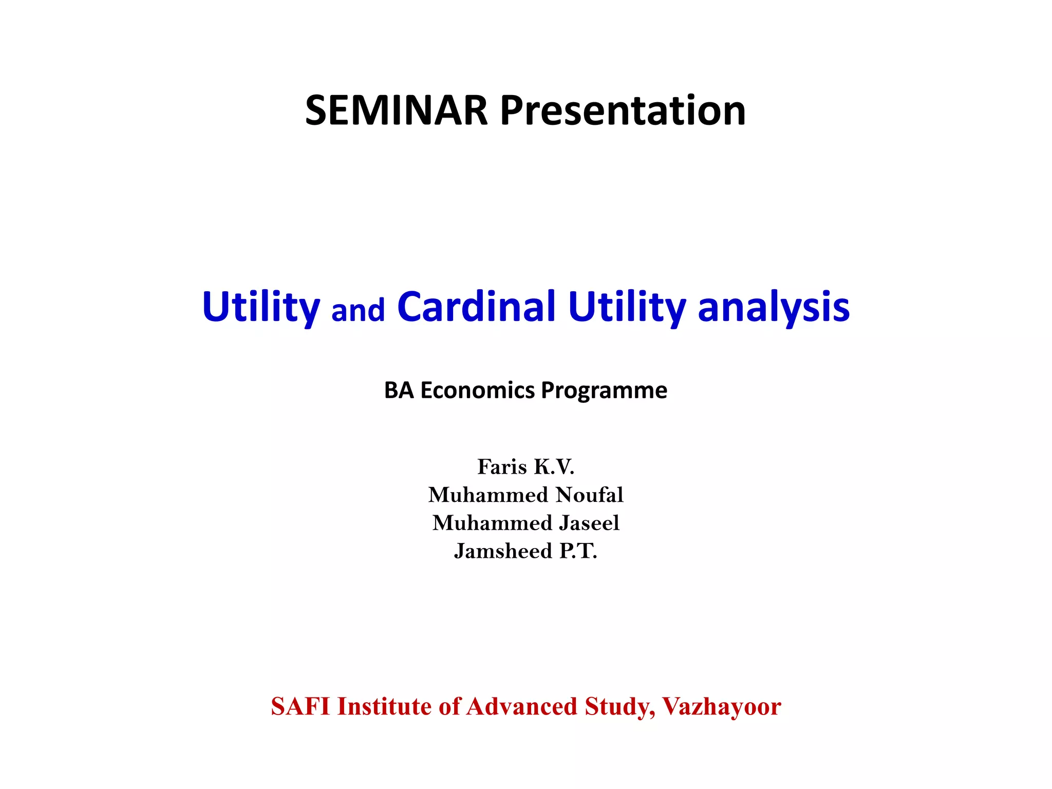 Utility and cardinal utility analysis | PPTX