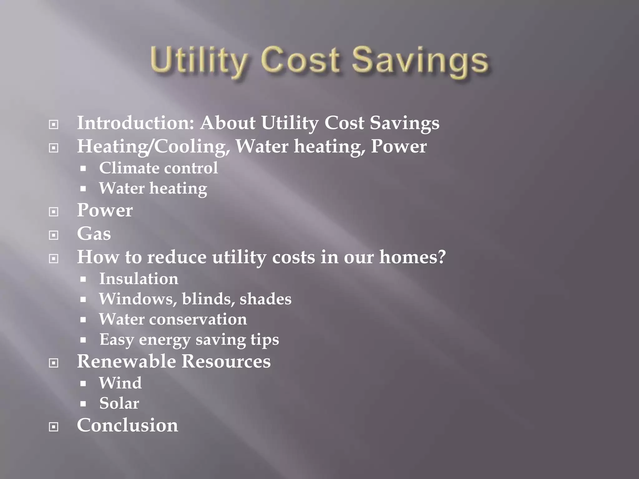 Utility Cost Savings Presentation | PPTX