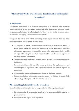 Utility model | PDF | Business | Business and Finance