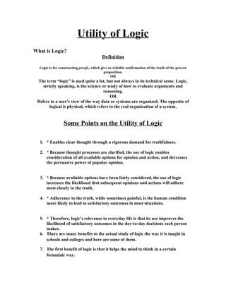 Utility of logic | DOC