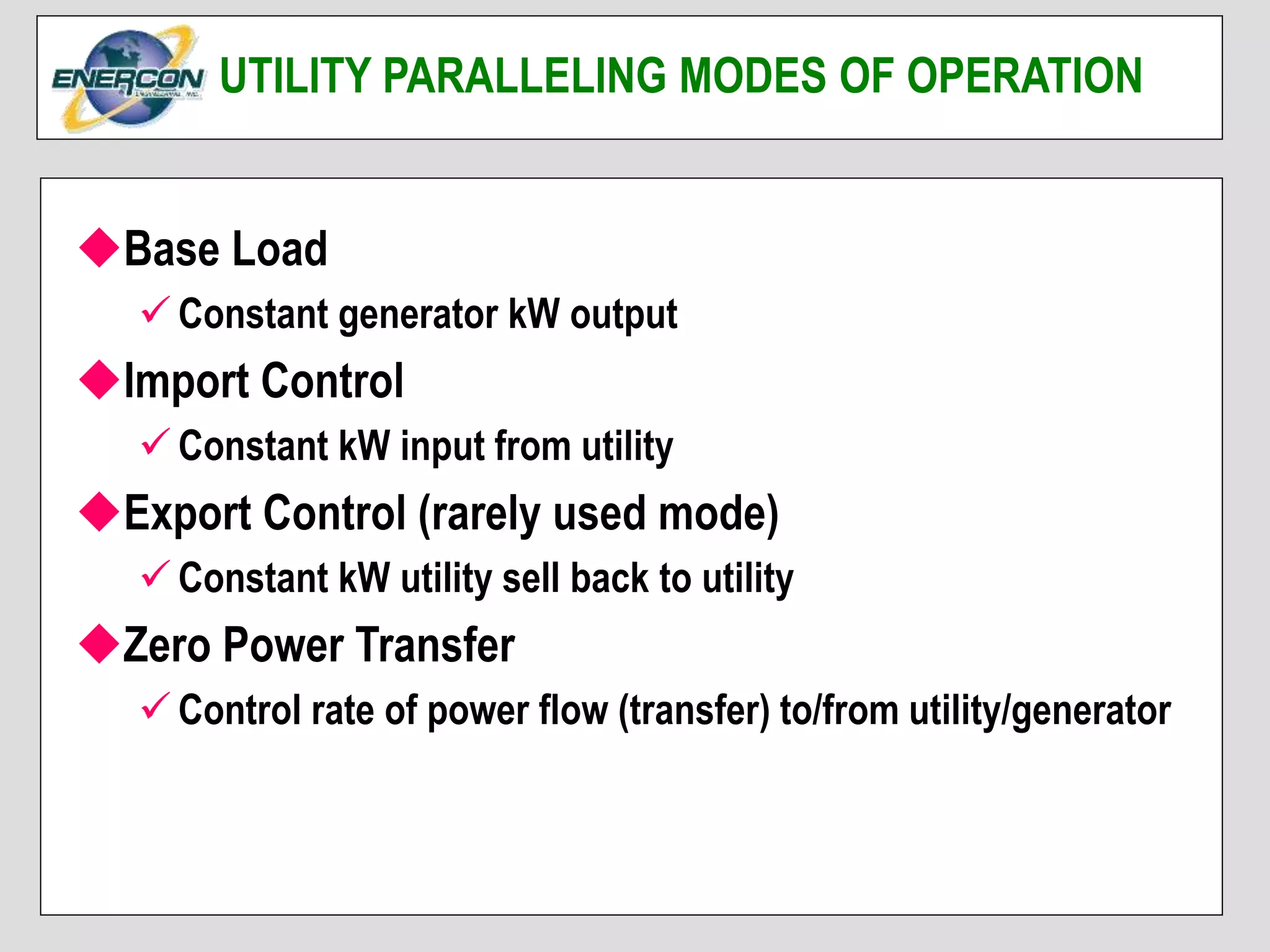 Utility & Generator Paralleling System | PPT